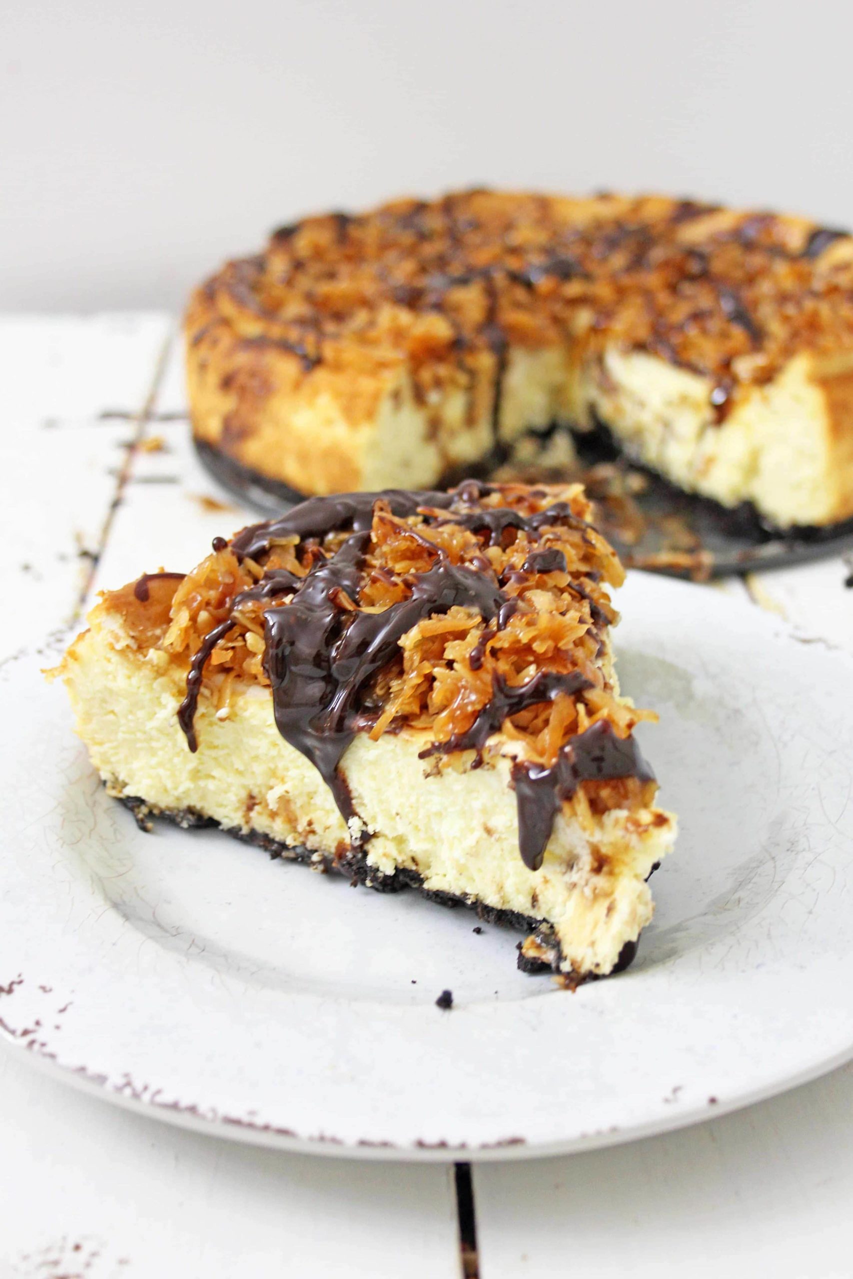 The Best Samoa Cheesecake